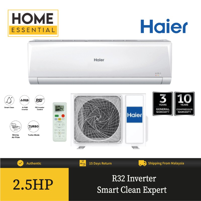 HAIER 2.5HP R32 Smart Clean Inverter Air Conditioner VNR Series HSU ...