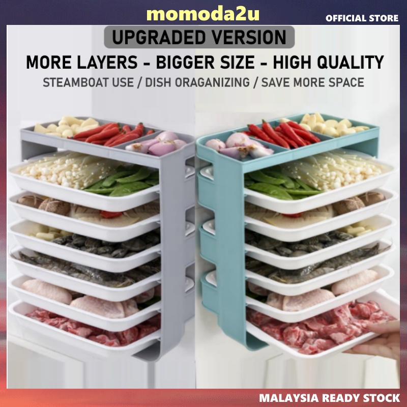 NEW 6 Layers Stackable Food Plate Rack Wall Mounted Steamboat Hot Pot ...