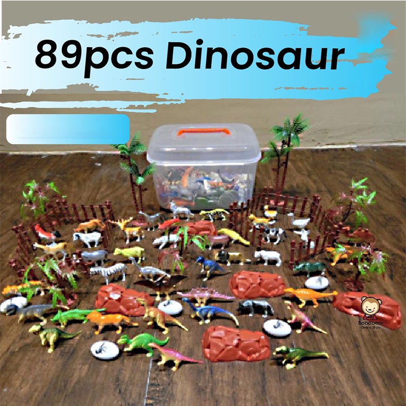 89Pcs/Box Jungle Animals Dinasour Ocen Toys Set Realistic Wild Life ...
