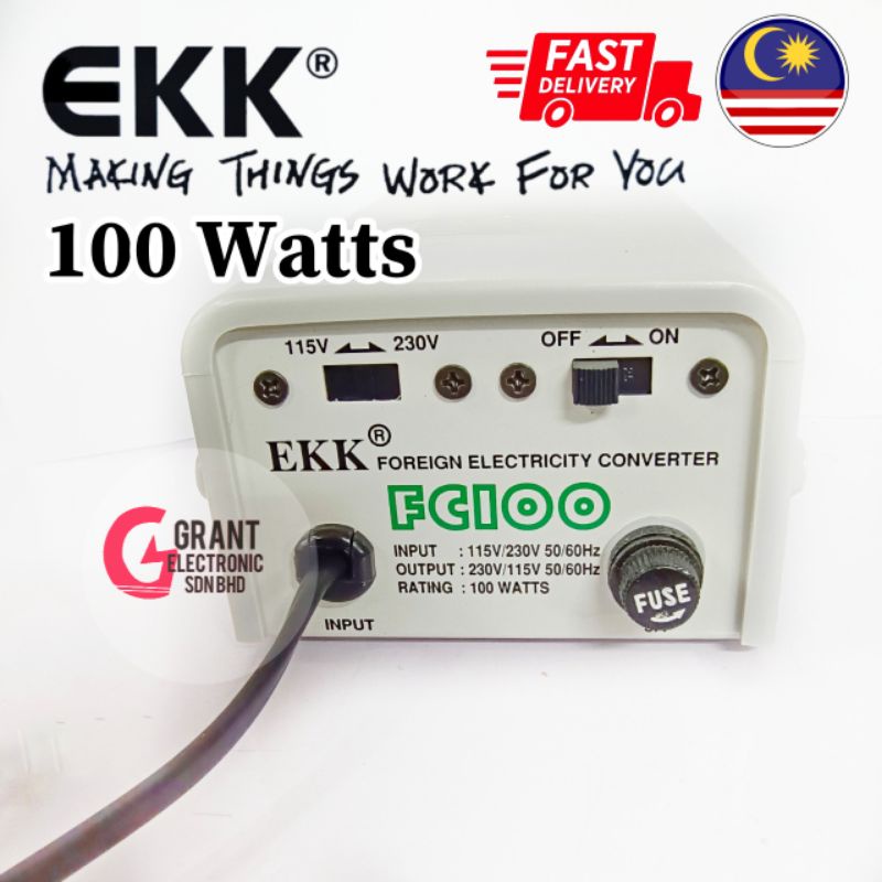 EKK Step Down Transformer 240VAC to 100VAC 120VAC Foreign Electricity Converter AC to AC 100W ...