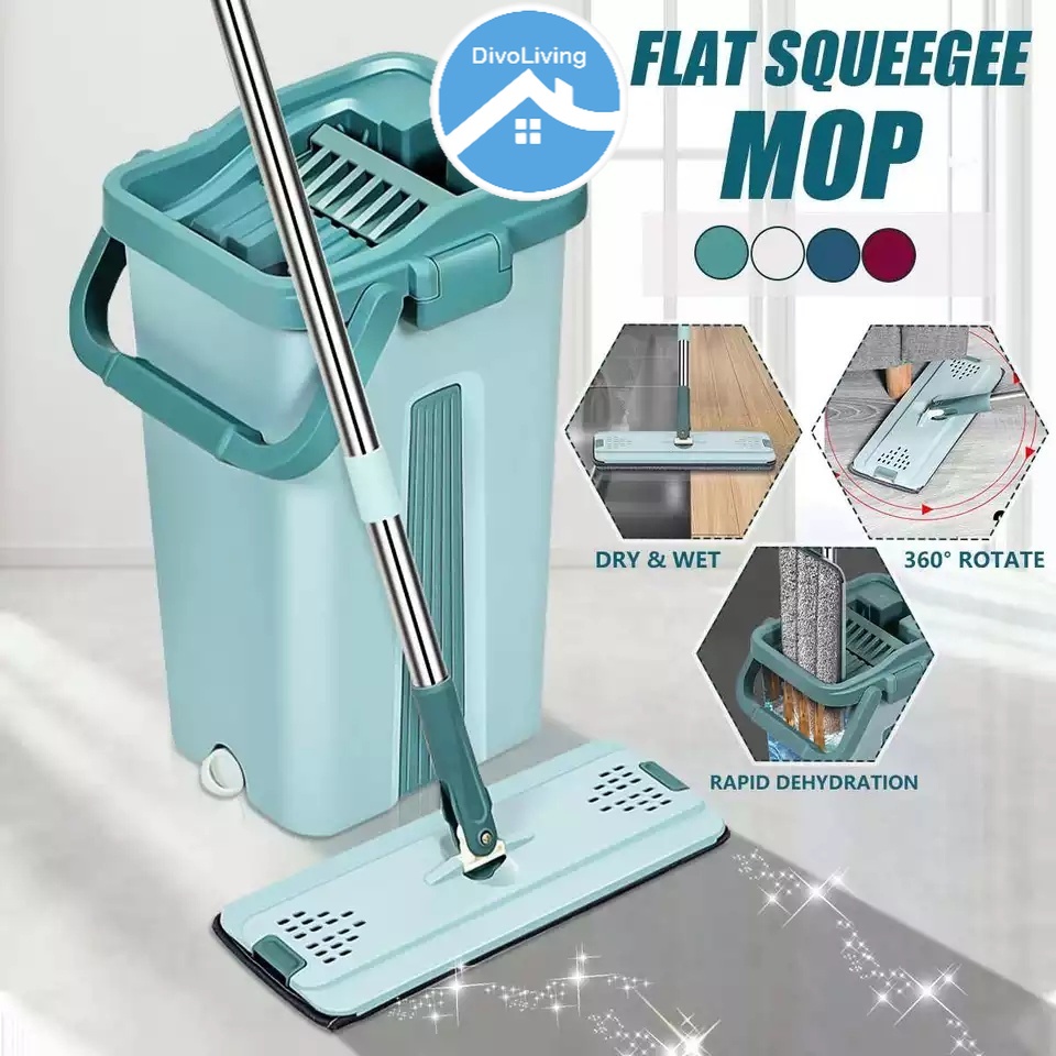 READY STOCK ️New Slim Scratch Mop Self-Wash And Squeeze Dry Flat Mop ...