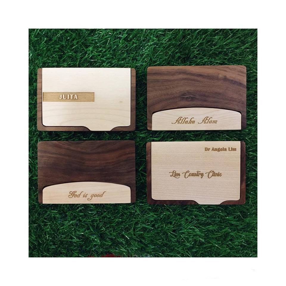 Name Card Holder(Wooden Customizable) | Shopee Malaysia