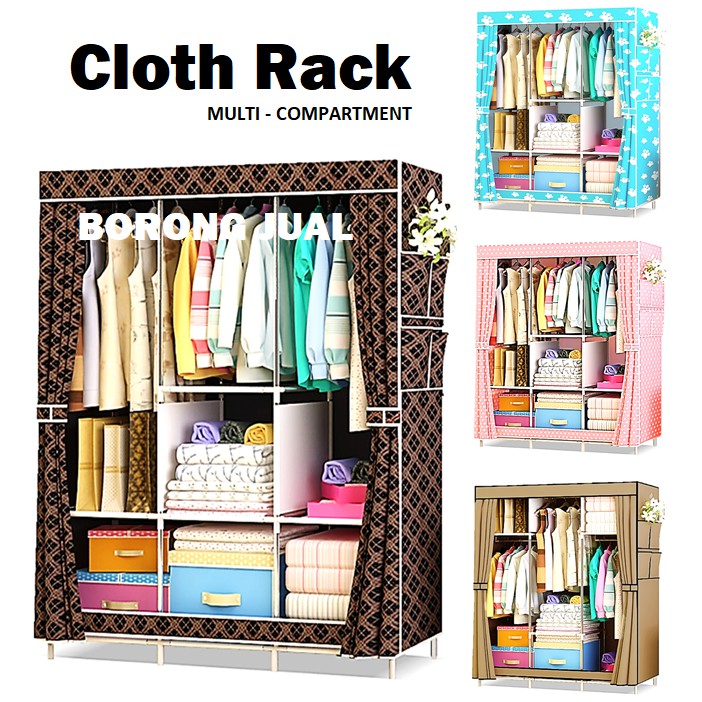 Dust Cover Wardrobe Clothes Storage Rack Shoe Cloth Cabinet Steel ...