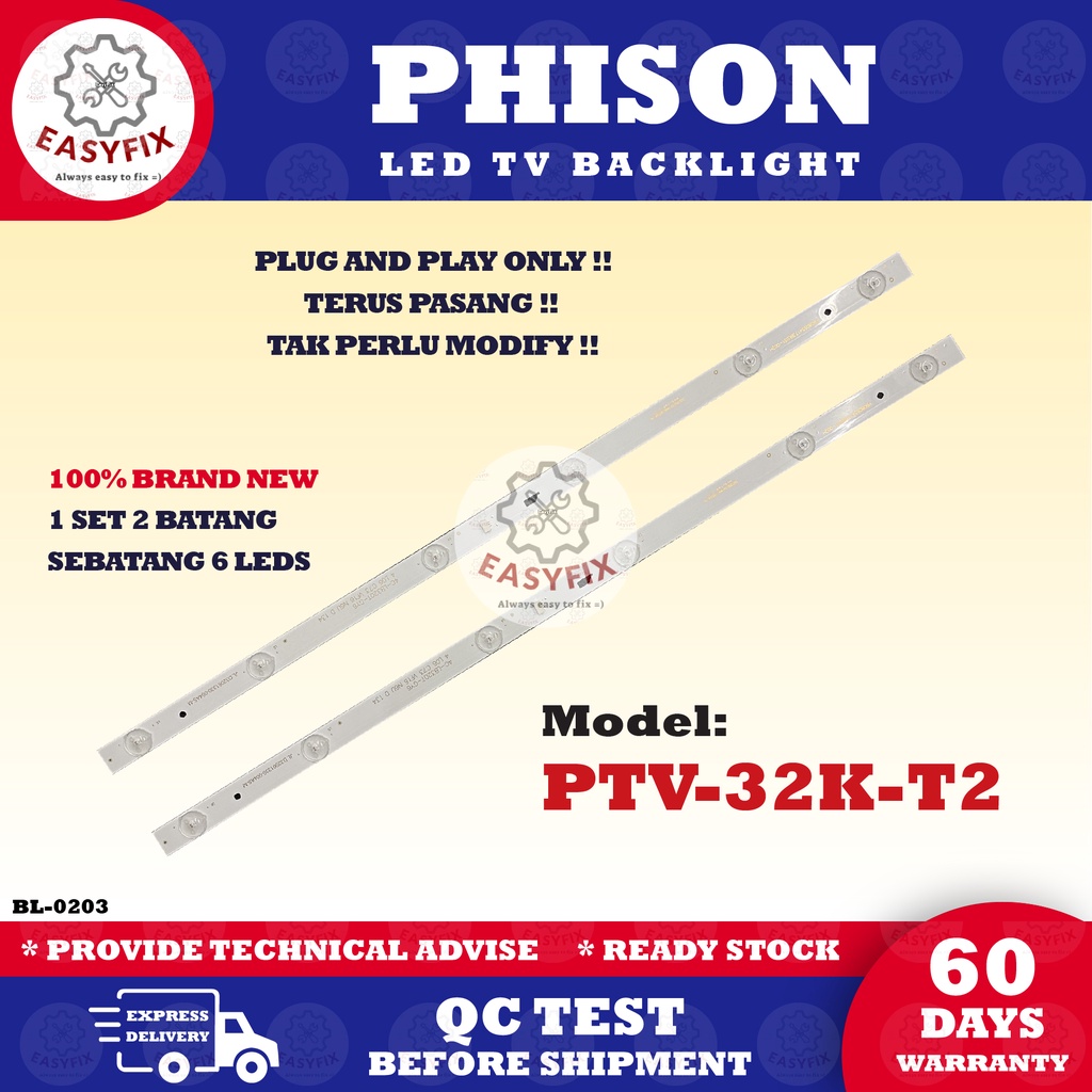 PTV-32K-T2 PHISON 32 INCH LED TV BACKLIGHT ( LAMPU TV ) 32" BACKLIGHT ...