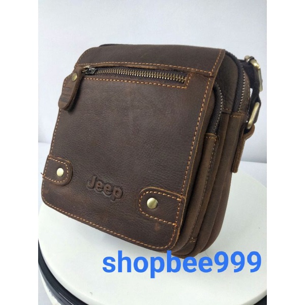 Shopbee999 Jeep Genuine Leather Sling Bag Men Crossbody Bag Messenger ...