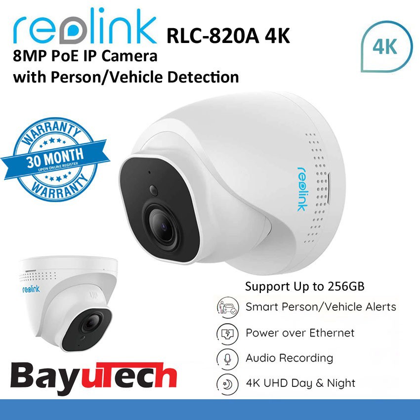 Reolink RLC-820A 4K Ultra HD PoE Camera with Person/Vehicle Detection ...