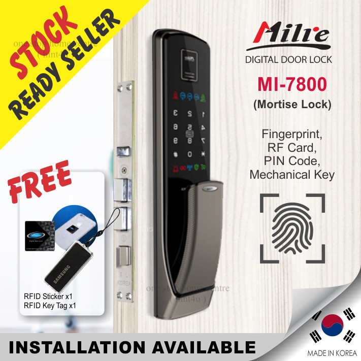 Free Hafele RFID Milre MI-7800 Fingerprint Push Pull Digital Door Lock | Shopee Malaysia