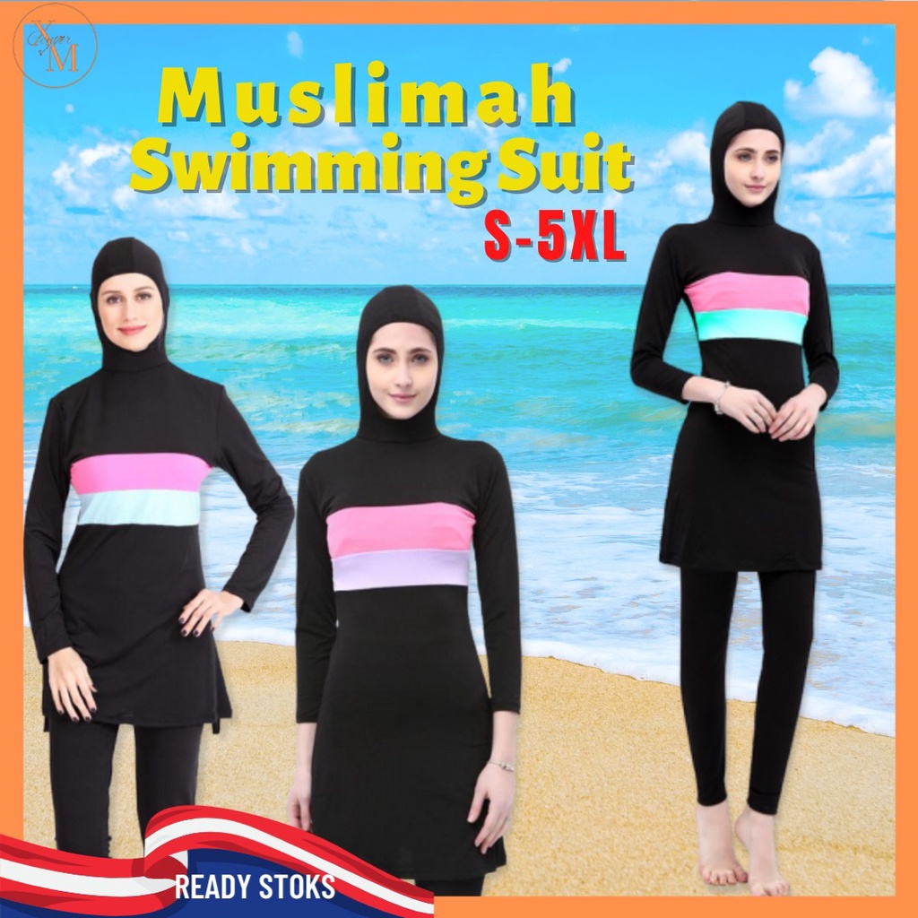 Baju Renang Muslimah Swimming suit Baju Mandi Hijab Women Swimsuit ...