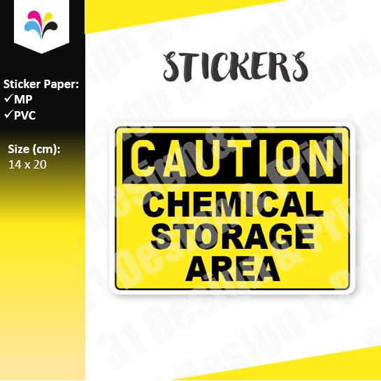 Chemical storage area caution label sticker warning sign stickers ...