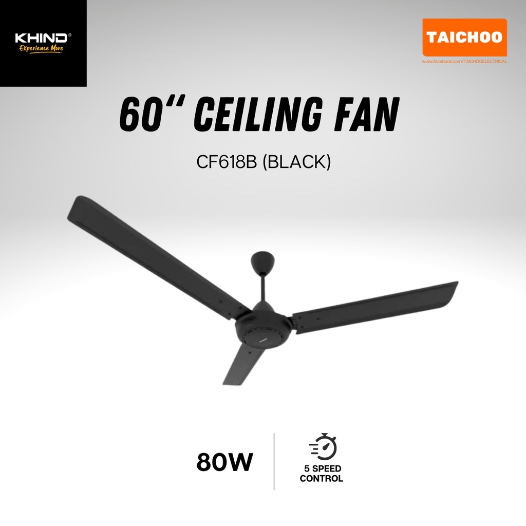 KHIND 60" BLDC Ceiling Fan CF683DC (2 units) Matte White White | PGMall