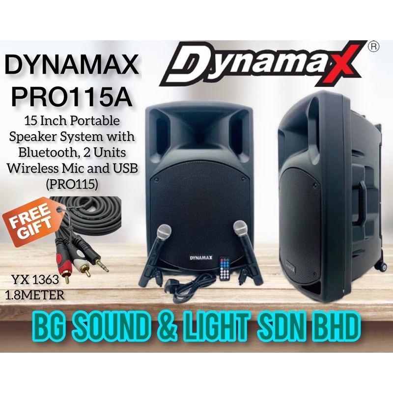 Dynamax PRO115A 15 Inch Portable Speaker System with Bluetooth, 2 Units ...