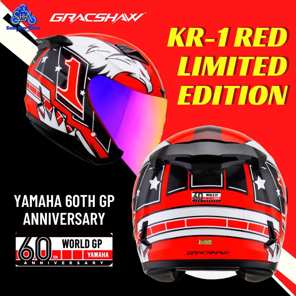 [LIMITED EDITION] G535 GRACHAW HELMET OPEN FACE KR-1 KR1 RED MERAH ...