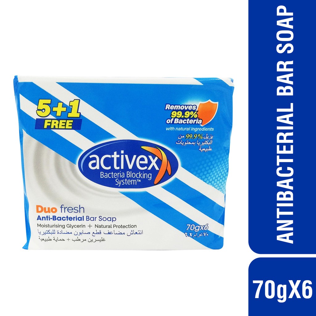 Activex Duo Fresh Antibacterial Bar Soap (70g x 5) [Free 1] | Shopee ...