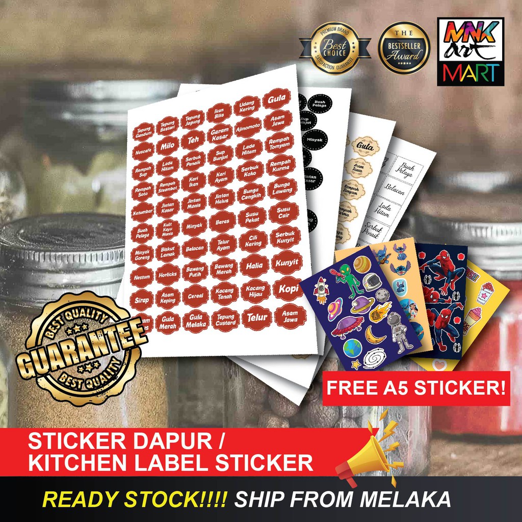 READY STOCK - STICKER DAPUR / KITCHEN LABEL STICKER VIRAL BELI DAPAT ...