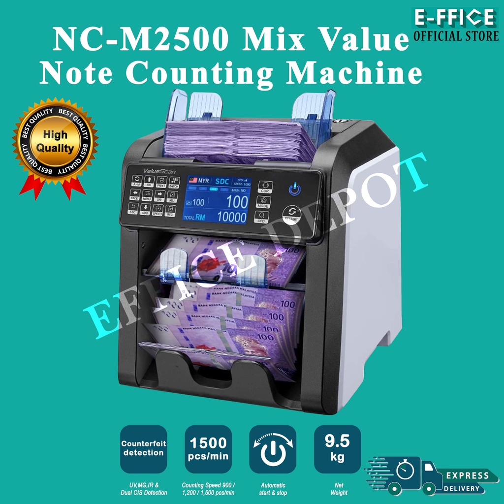 Effice Depot - NC-M2500 2 Pocket Multi Currency Mix Value Note Counting ...