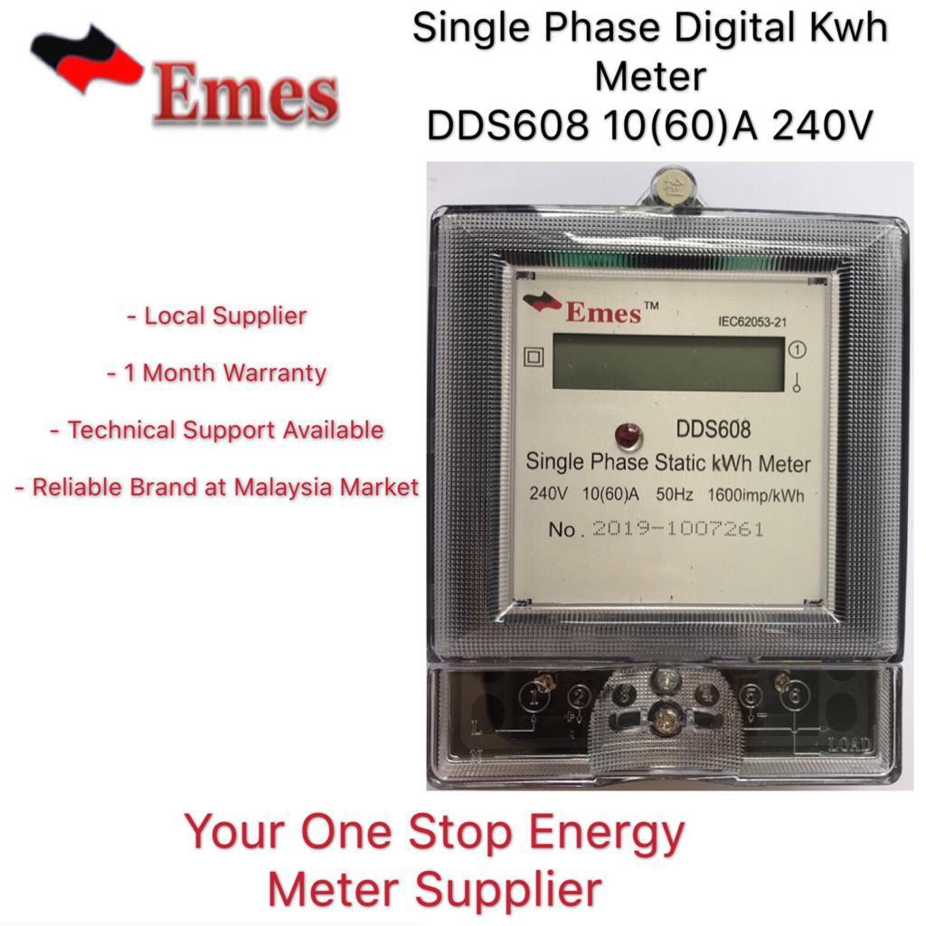 (Ready Stock) EMES Single Phase Digital Kwh Meter DDS608 10(60)A 240V ...