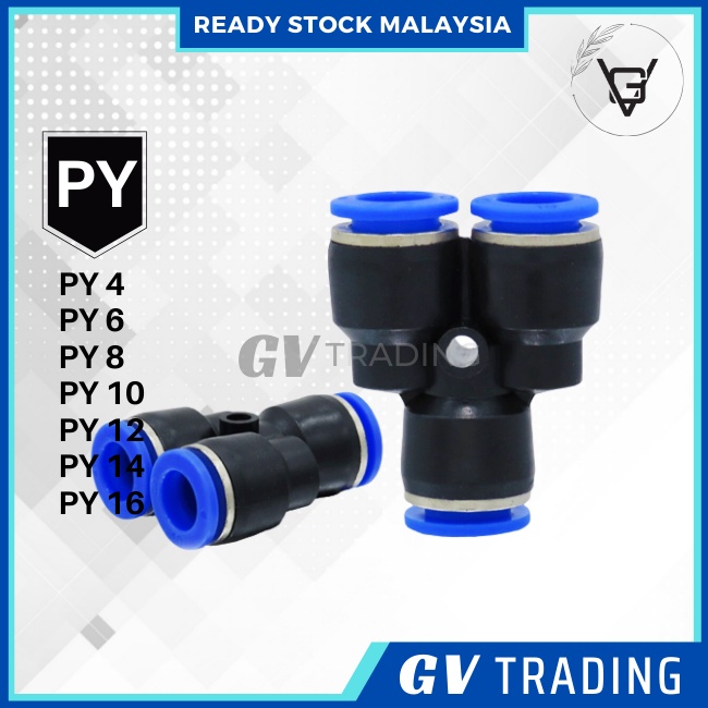 READY STOCK Y Connector, PY 4 ~ 16MM Air Compressor Hose Quick Coupler ...