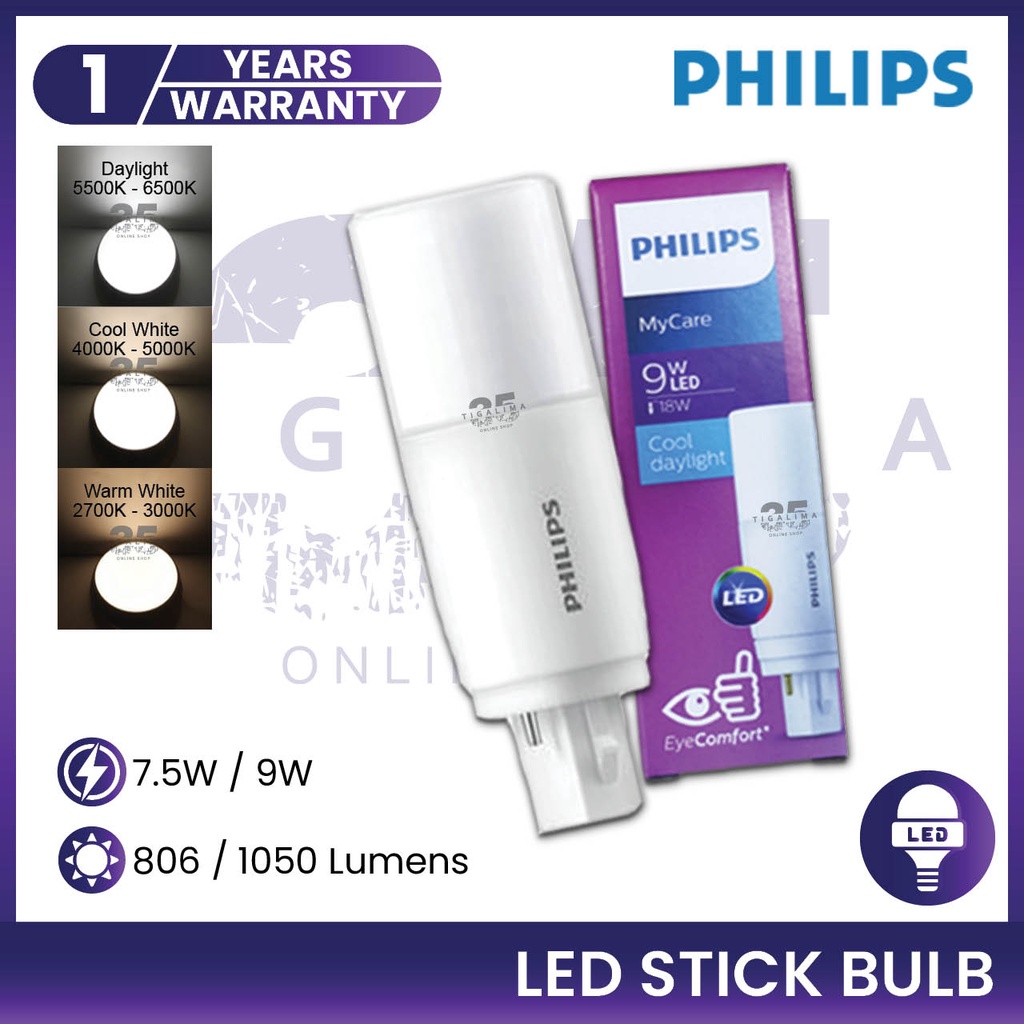 PHILIPS PLC LED Stick Bulb G24 7.5W 9W PLC Daylight Coolwhite Warmwhite ...