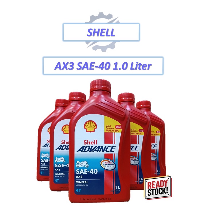 Original Shell Advance AX3 SAE-40 1L /1.0 Liter 4T Engine Oil / Minyak ...