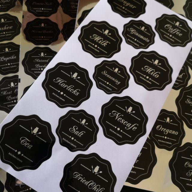 Kitchen labels / sticker dapur ready made english (68pcs) | Shopee Malaysia