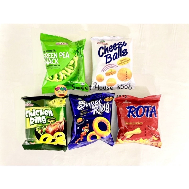 Oriental 14g x 8pkt Snack Series Super Ring Chicken Ring Rota Green Pea ...