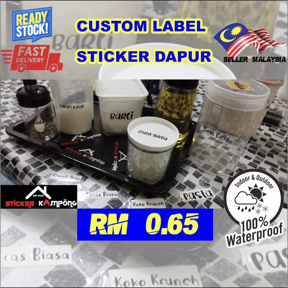 Custom Kitchen Label | Sticker Dapur |Tupperware | Bottles | Spice Jar ...