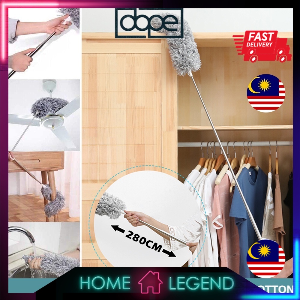 (Ready Stock) 280cm Extendable Long Mop Long Microfiber Duster L Shape ...