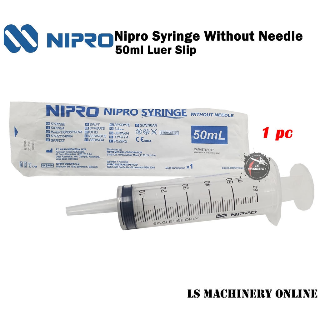 Nipro Syringe Without Needle 50ml Luer Slip 1pc | Shopee Malaysia