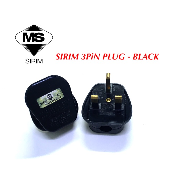 Sirim 13A 3Pin Plug top Black / 3 Pin Plug Black Colour | Shopee Malaysia