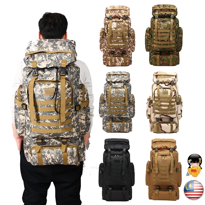 [Malaysia Ready Stock] 80L Military Large Backpack Outdoors Hiking ...