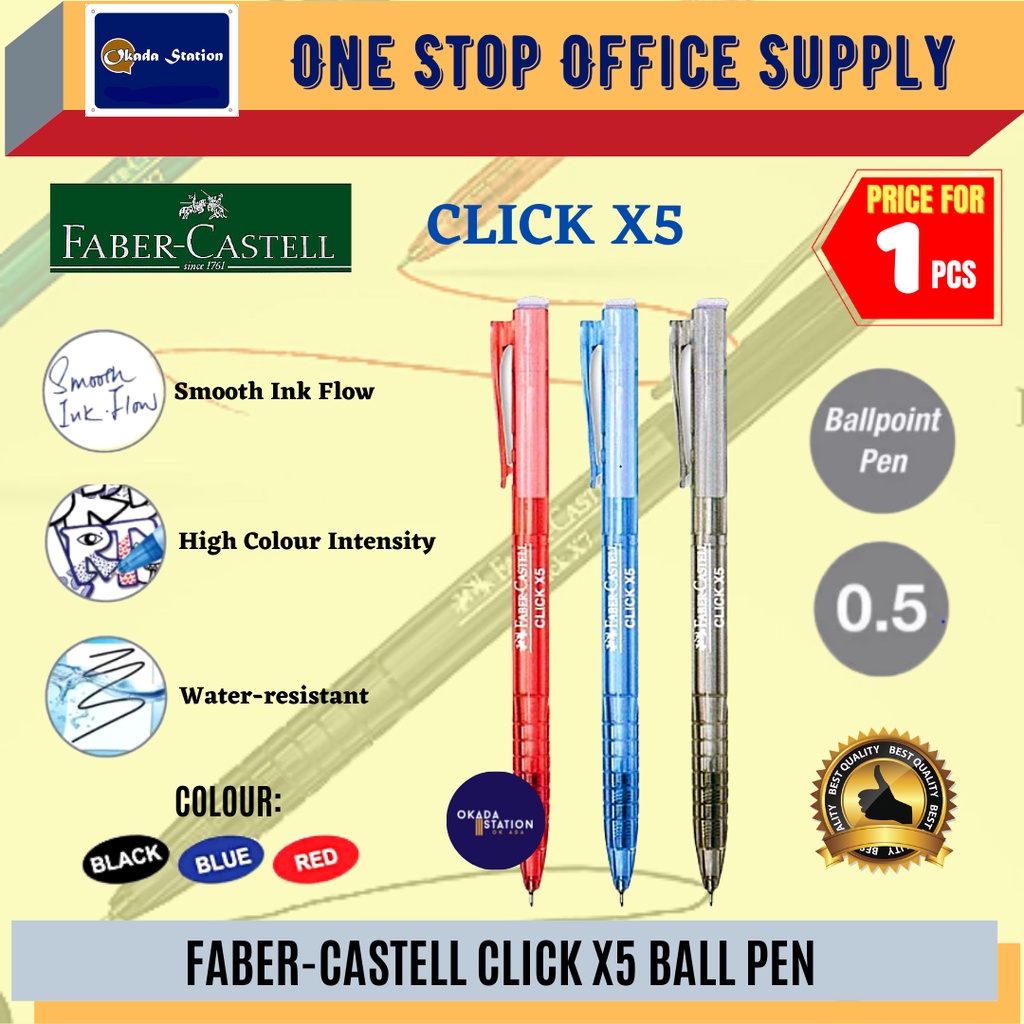 Faber Castell Click X5 / Ball Point Pen / 1425 Ball Pen / Click X Ball ...