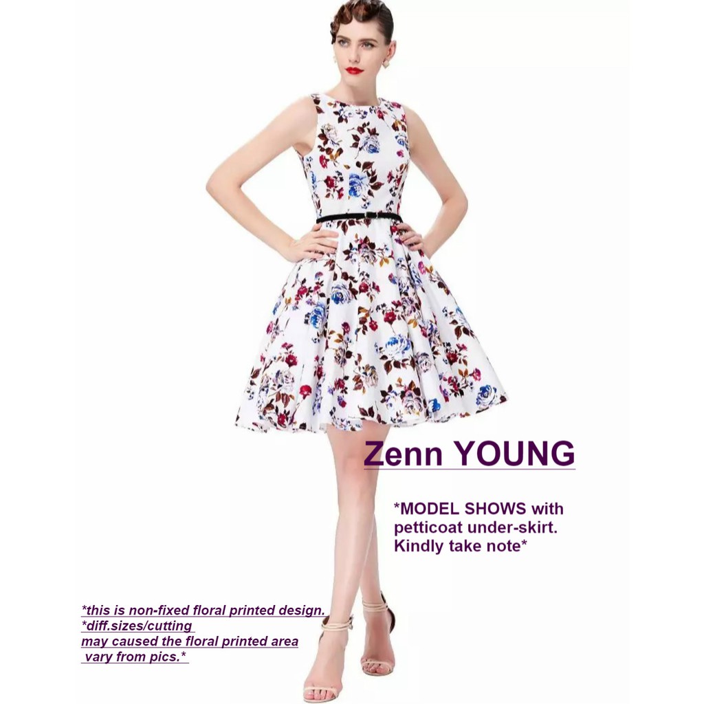 2018 SPRING NEW VINTAGE FLORAL PRINTED DRESS | Shopee Malaysia