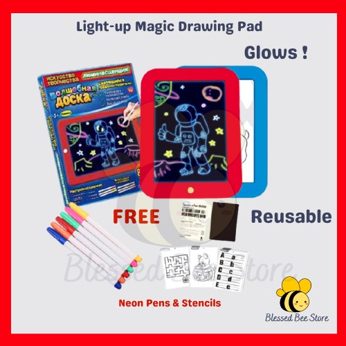 3D Magic Drawing Board Creative Kids Children Pen LED Lights Glow Art ...