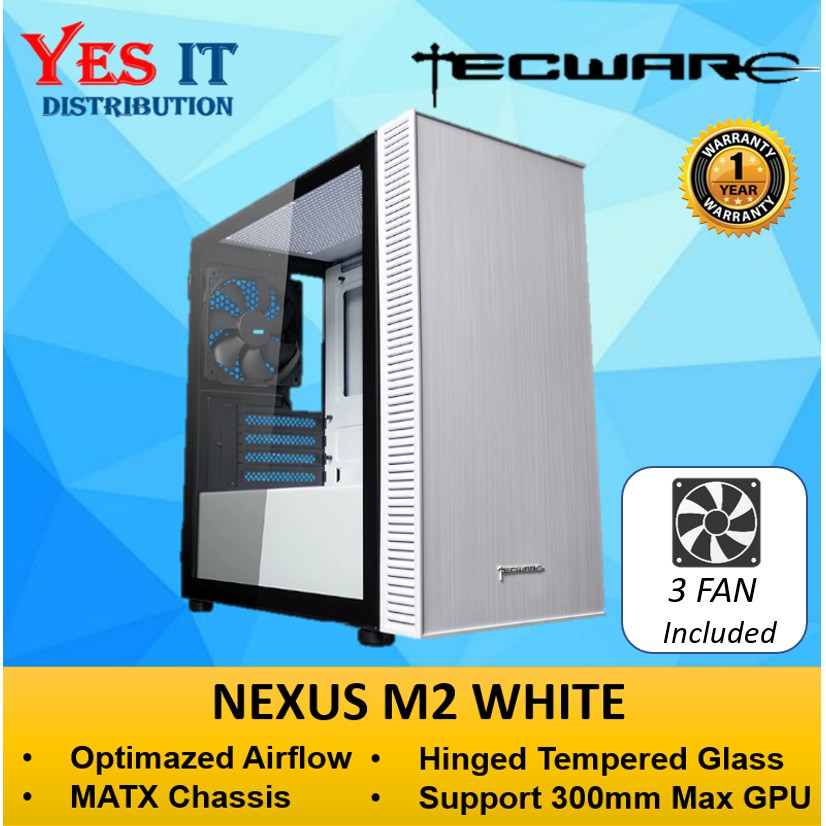 Tecware Nexus M2 TG MATX Gaming Case (White) | Shopee Malaysia