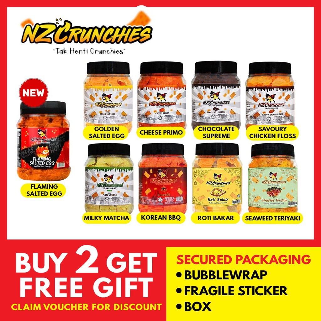 NZ CRUNCHIES SNACK SALTED EGG CHEESE KOREAN BBQ ROTI BAKAR COKLAT MILKY ...