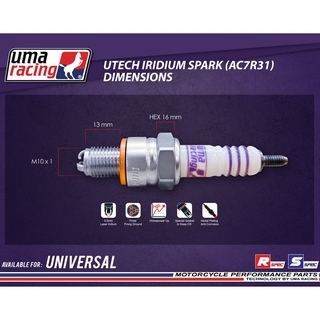 UMA RACING IRIDIUM SPARK PLUG (AC7R31) EX5 /LAGENDA 110,115 & FI/KRISS ...