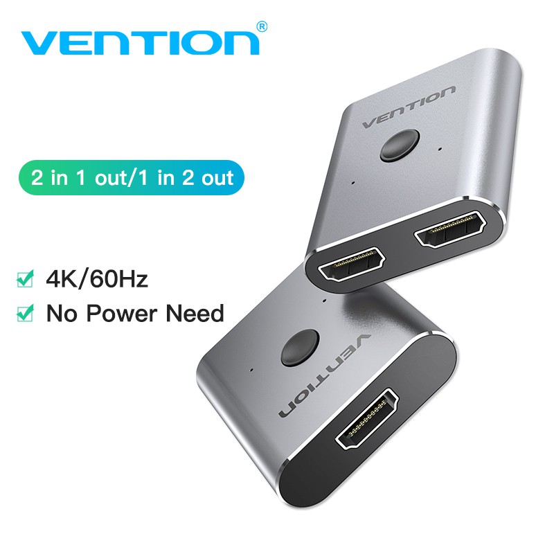 Vention HDMI Switch 4K HDMI Splitter Bi-Directional 1 in 2 Out or 2 in ...