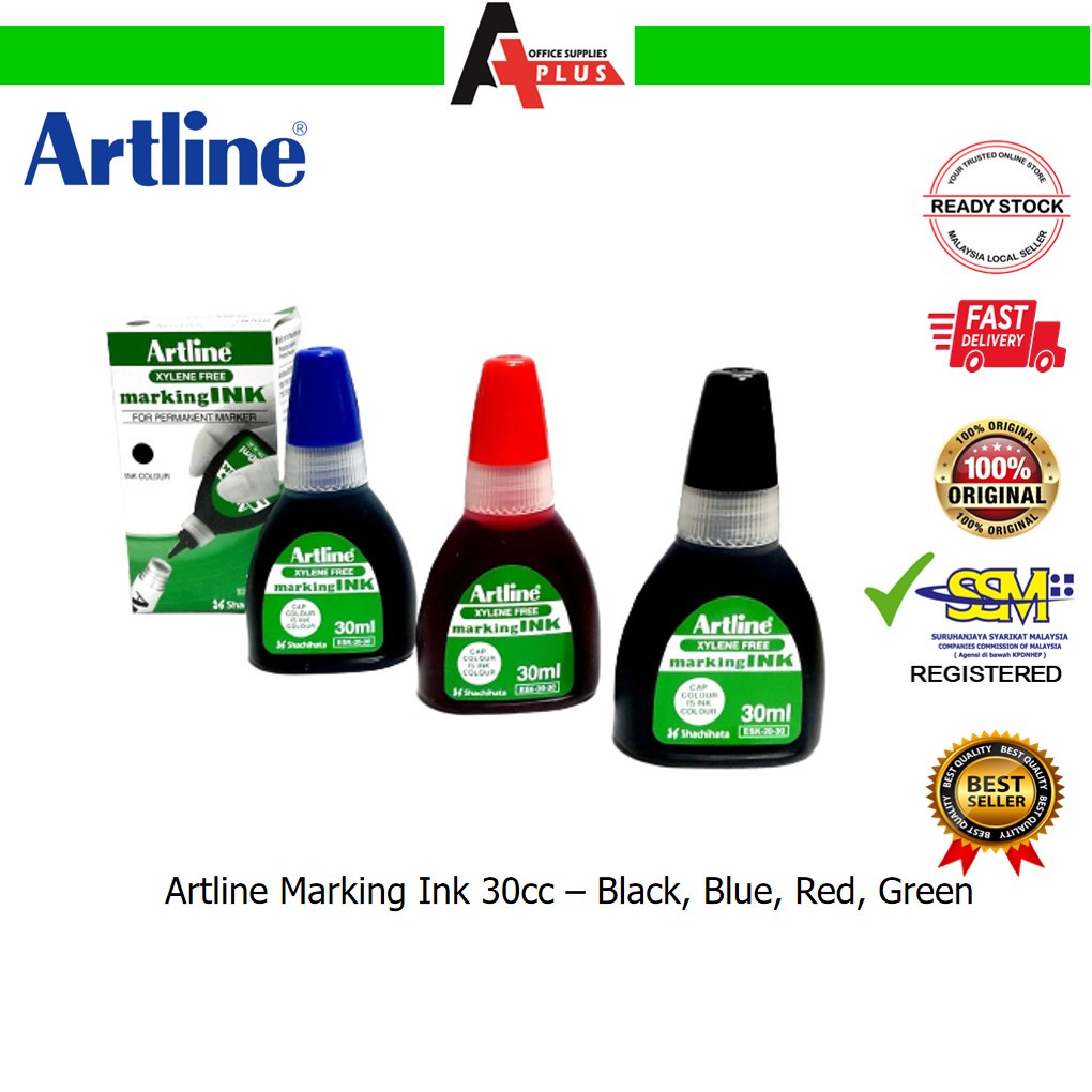 ARTLINE Marking Ink 30cc / Dakwat Marker - Black, Blue, Red | Shopee ...