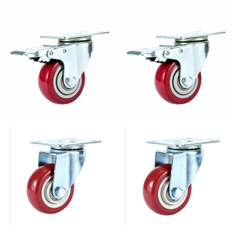 4 x Heavy Duty 4 inch Rubber Wheel Swivel Castor Wheels Trolley Caster ...