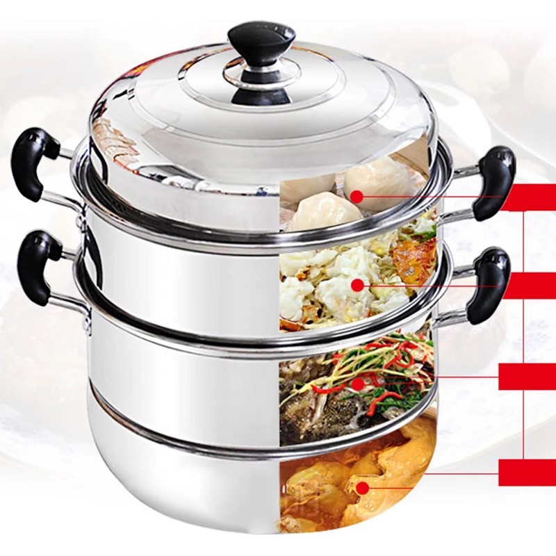 Food Steamer Cooking Pot 28cm 2 Layer / 3 Layer & Mini Pretend Steamer ...