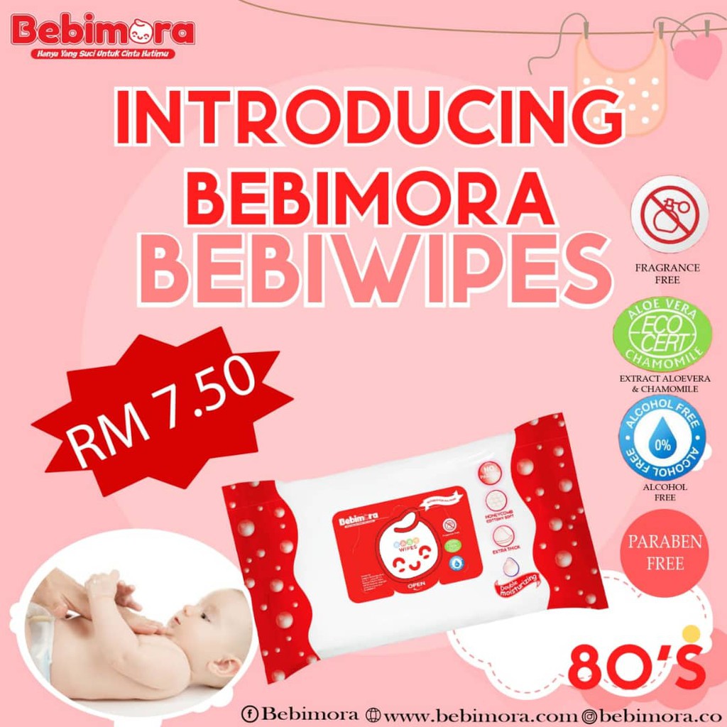 [BMF / READY STOCK] Bebimora - Baby Wipes (80 wipes) | Shopee Malaysia