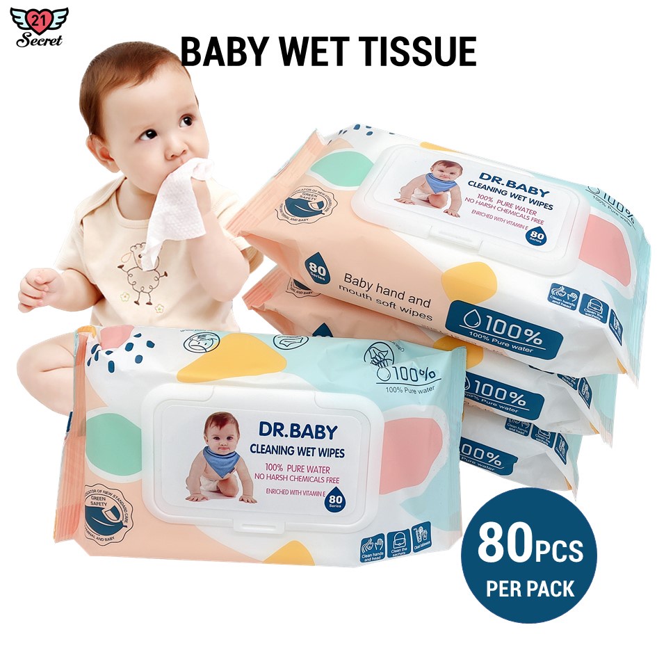 80pcs Non Alcohol Baby Wipes Baby Wet Tissue Anti Bacterial Alcohol ...