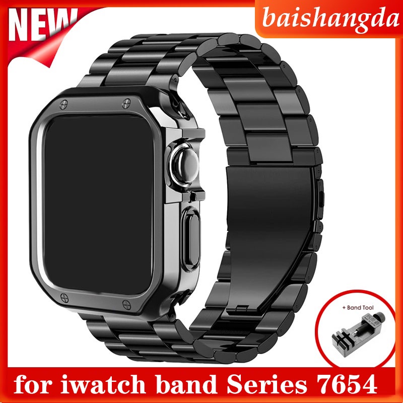 Compatibel with iWatch Band Series 7 6 5 4 3 2 1 SE Stainless Steel ...
