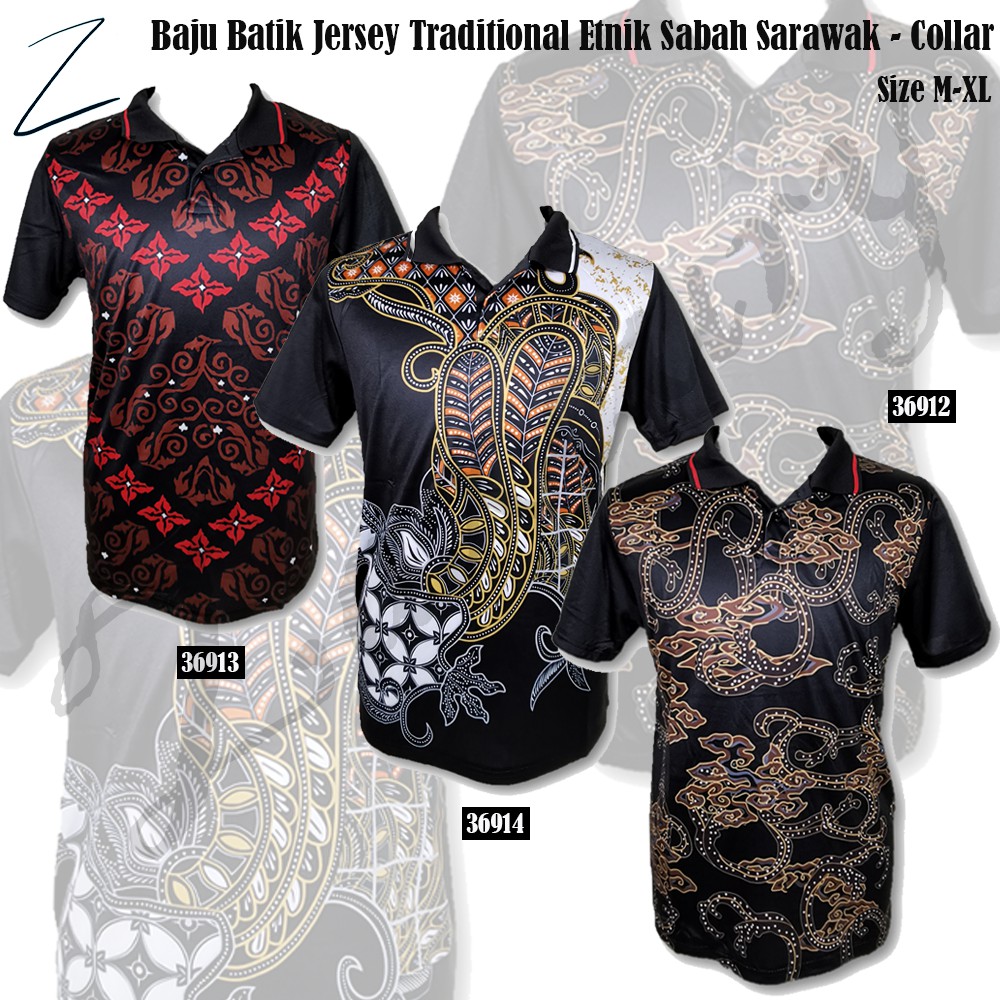Ready Stock!! Unisex Baju Batik Jersey Traditional Etnik Sabah Sarawak ...