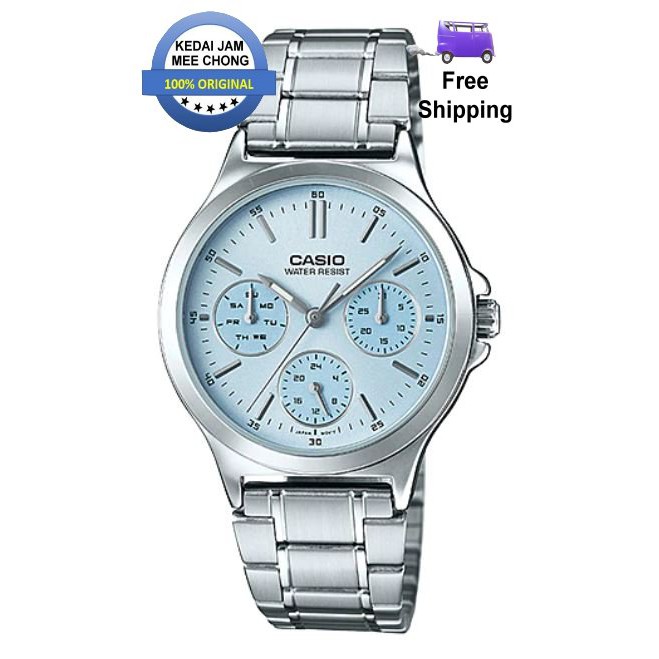 [Ladies] 100% ORIGINAL CASIO LTP-V300D-2AUDF Blue Dial,24Hours,Day ...