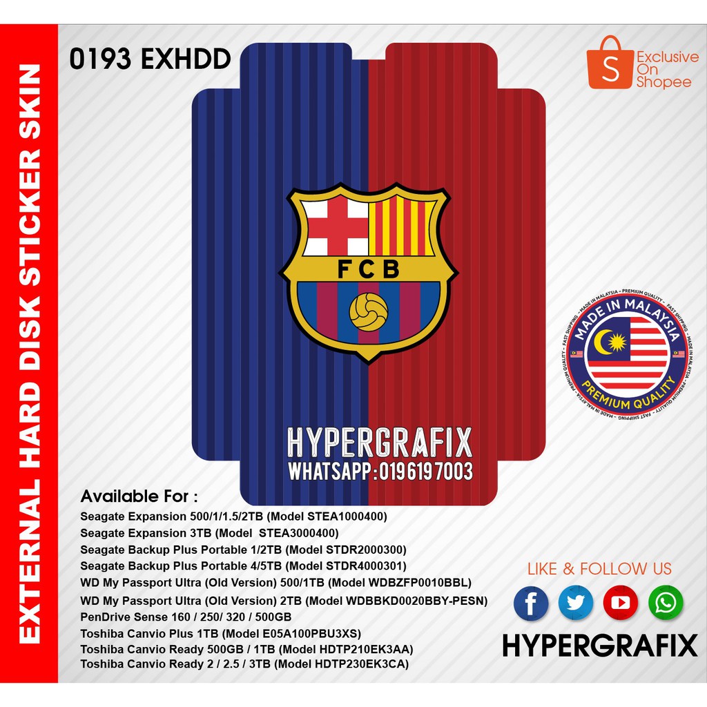 External HDD Sticker Skin (Seagate / WD / Pendrive / Toshiba Canvio ...
