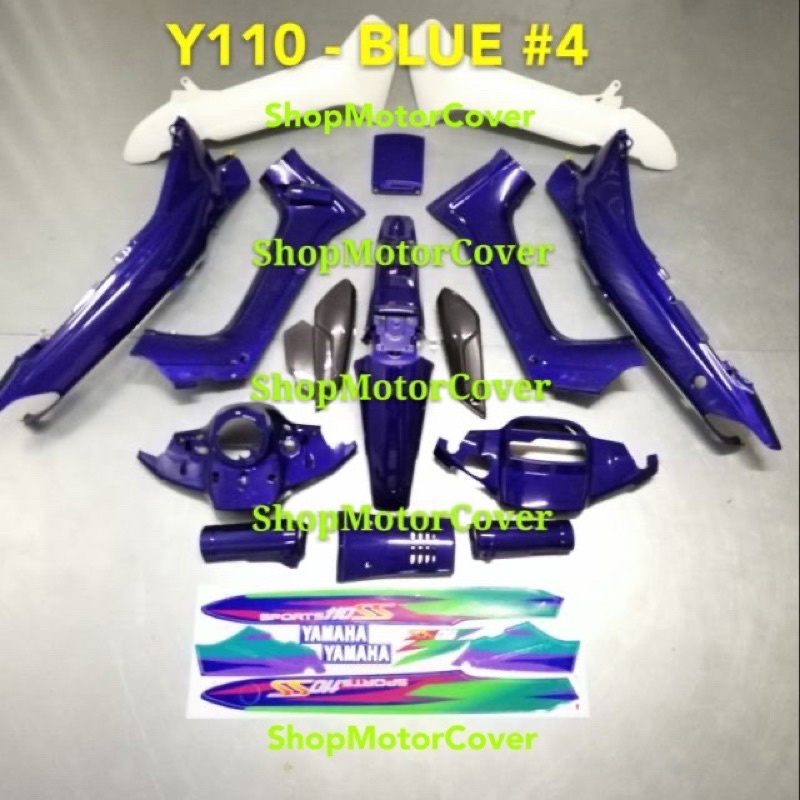YAMAHA Y110 SS1 SS BODY COVER SET FULL DVM BLUE BIRU WITH STICKER #4 ...