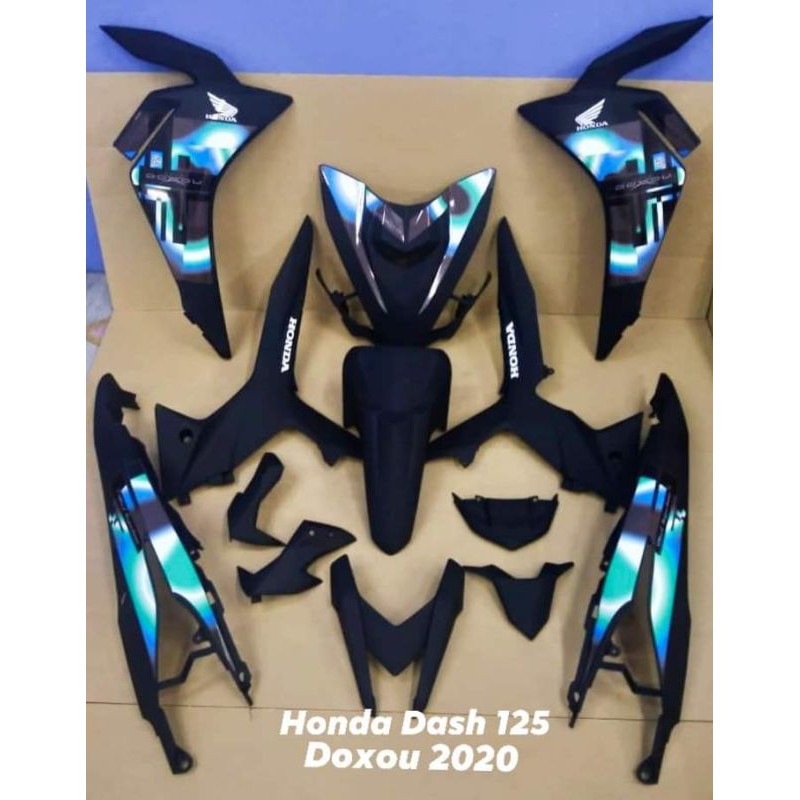 coverset MATT BLACK dan sticker honda Dash 110 / 125 / 125 Fi V2 V3 V4 ...