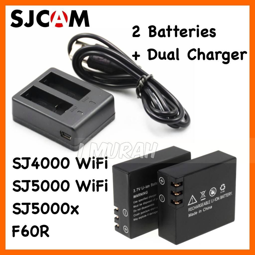 Original SJCAM Dual Battery Desktop Charger + 2 battery SJ4000 SJ5000 F60R 2 Battery + 1 Charge ...