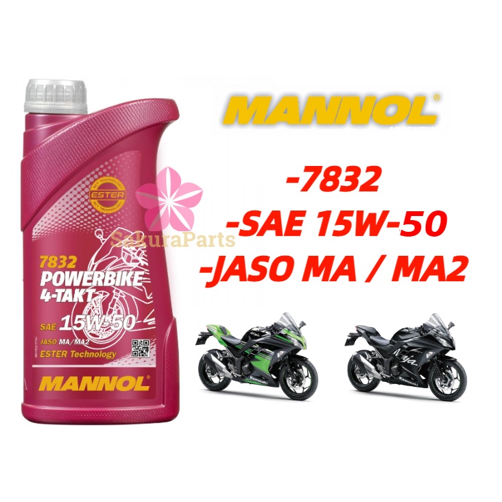 Mannol 7832 Powerbike 4T+Ester Technology SAE 15W-50 Motor Engine Oil ...